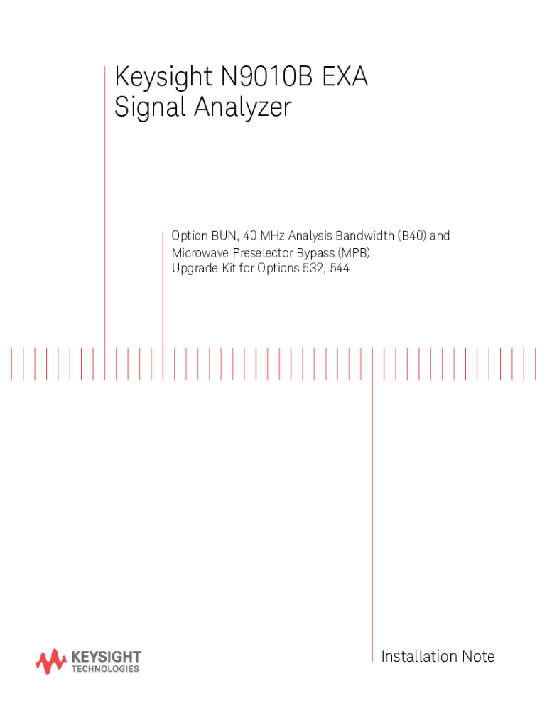 Fillable Online N9010B EXA Signal Analyzer Option BUN Installation Note ...