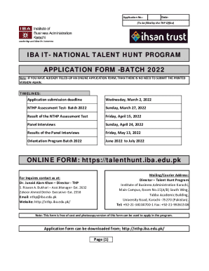 Fillable Online nthp iba edu Application Form - IBA - National Talent ...