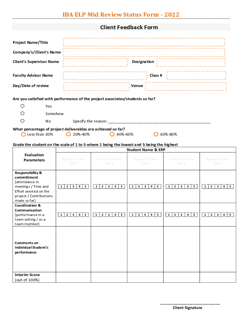 Fillable Online 2022 Client Feedback Form Fax Email Print - pdfFiller
