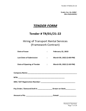 Fillable Online tenders iba edu TENDER FOR TRANSPORT CONTRACT Fax Email ...