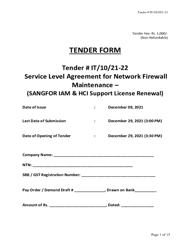 Fillable Online tenders iba edu Service Level Agreement for Network Firewall Fax Email Print ...