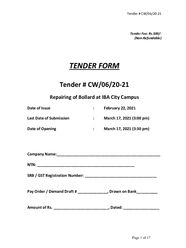 Fillable Online tenders iba edu Institute of Business Administration ...