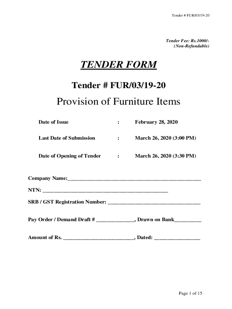 Fillable Online tenders iba edu Tender # FUR/04/20-21 Fax Email Print ...