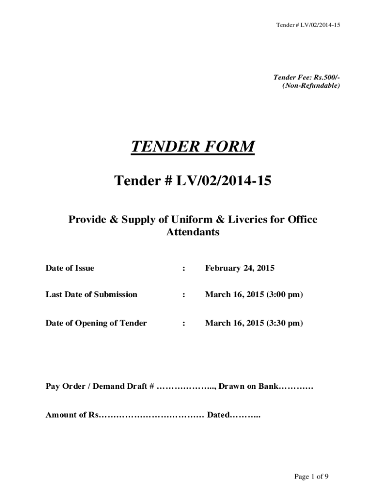 Fillable Online tenders iba edu Provide & Supply of Uniform & Liveries ...