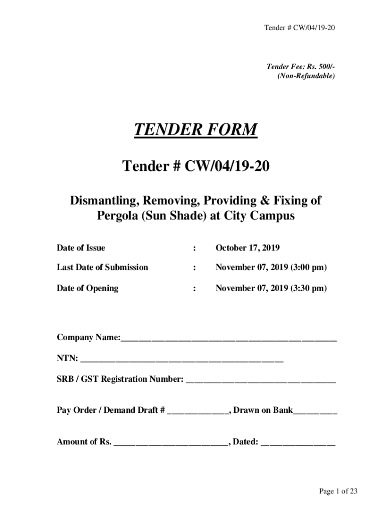 Fillable Online tenders iba edu Tender Opening / Attendance Sheet ...