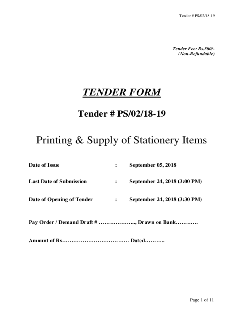 Fillable Online tenders iba edu Printing & Supply of Stationery Items ...