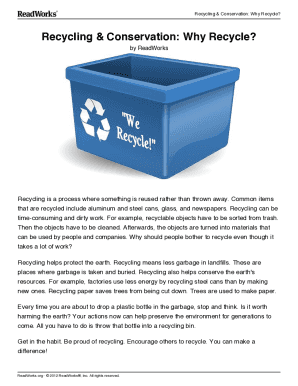 Fillable Online Recycling & Conservation: Why Recycle? Fax Email Print ...