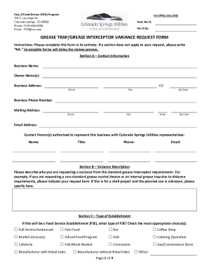 Fillable Online Grease Trap/Grease Interceptor Variance Request Form ...