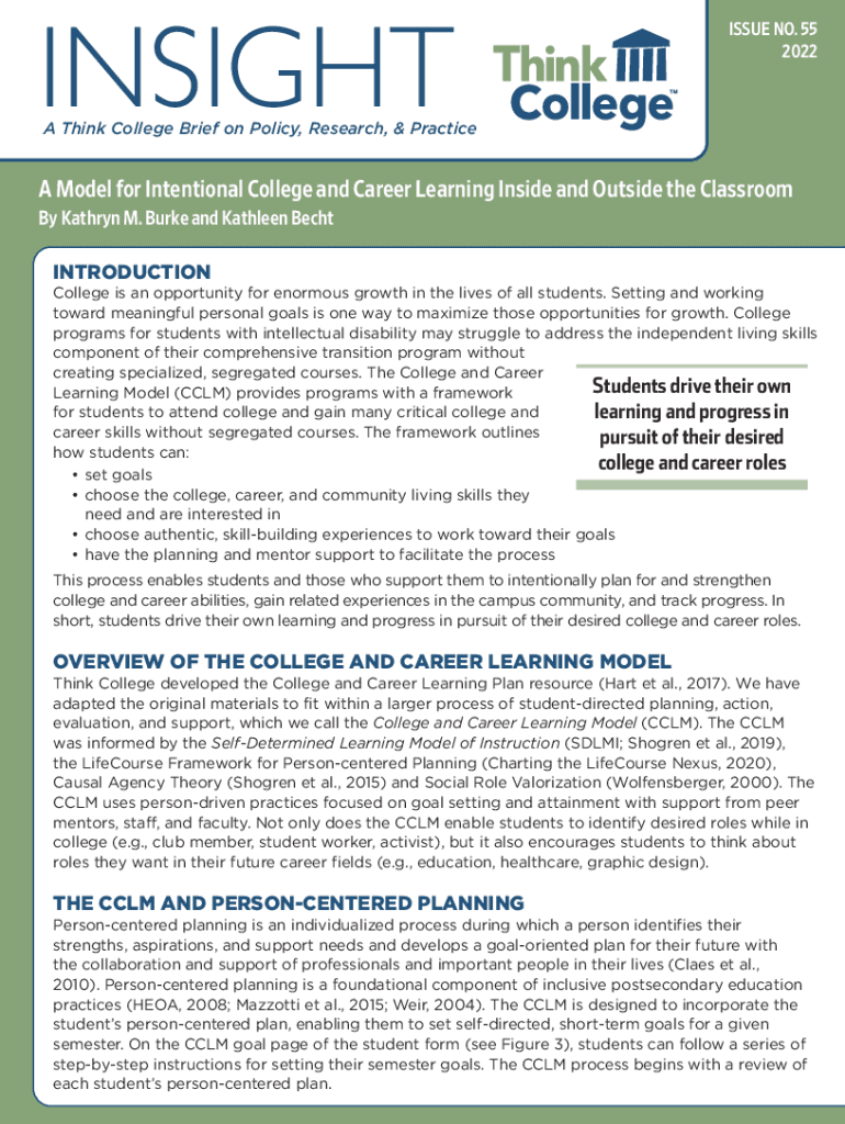 Fillable Online A Model for Intentional College and Career Learning ...