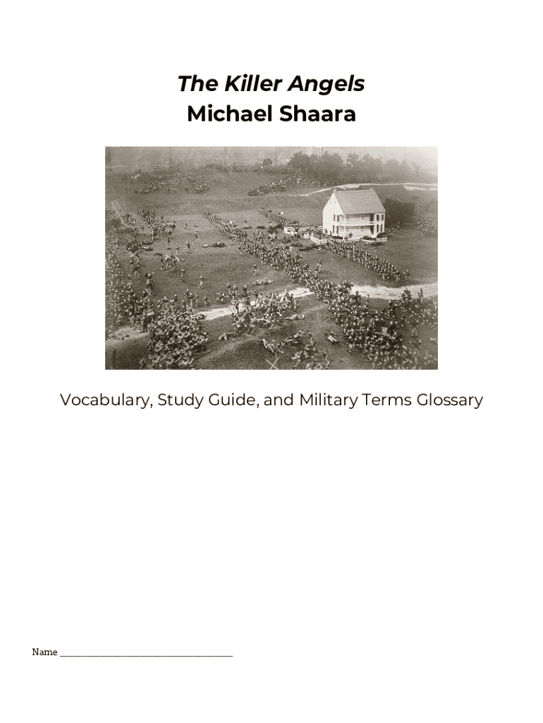 Fillable Online The Killer Angels by Michael Shaara - Teacher's Guide ...