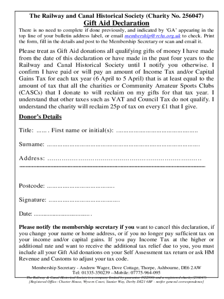 Fillable Online How to track the Gift Aid Small Donations Scheme in ...