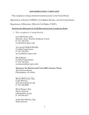 Fillable Online Information Required by OCR Discrimination Complaint ...