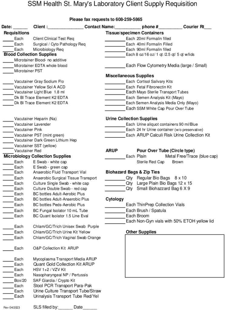 Fillable Online SSM Health St. Mary's Hospital - Laboratory Services ...
