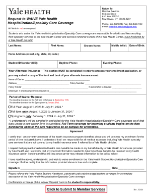 Fillable Online yalehealth yale Member Services Department - Yale ...