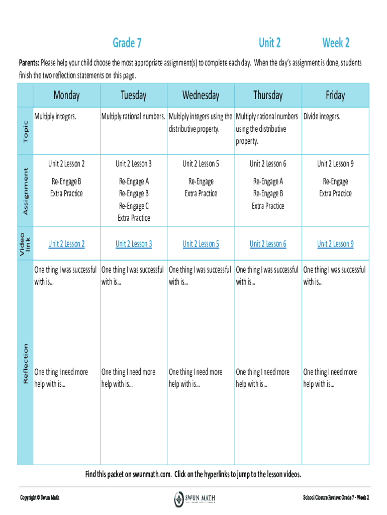 Fillable Online Grade 7 Unit 2 Week 2 Fax Email Print - pdfFiller