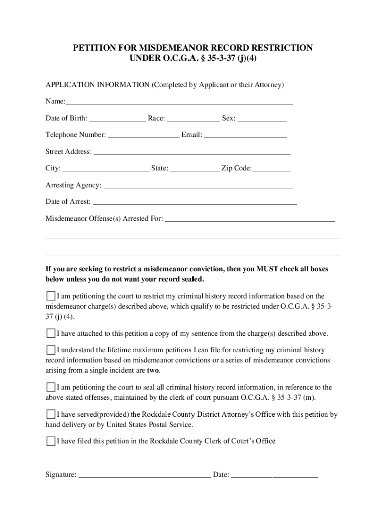 Fillable Online Request to Restrict Arrest Record Instructions and ...