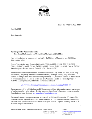 Fillable Online docs openinfo gov bc Copy of the briefing notes listed ...