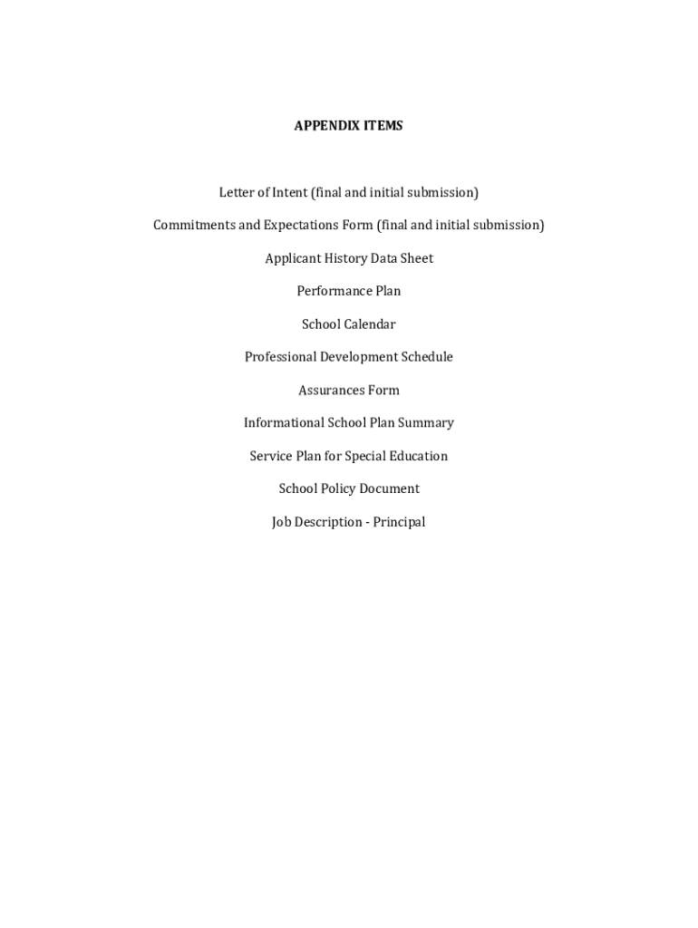 Fillable Online APPENDIX ITEMS Letter of Intent (final and initial submission) ... Fax Email ...