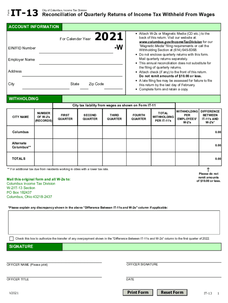 Fillable Online Employer Tax Forms - City of Columbus, Ohio Fax Email ...