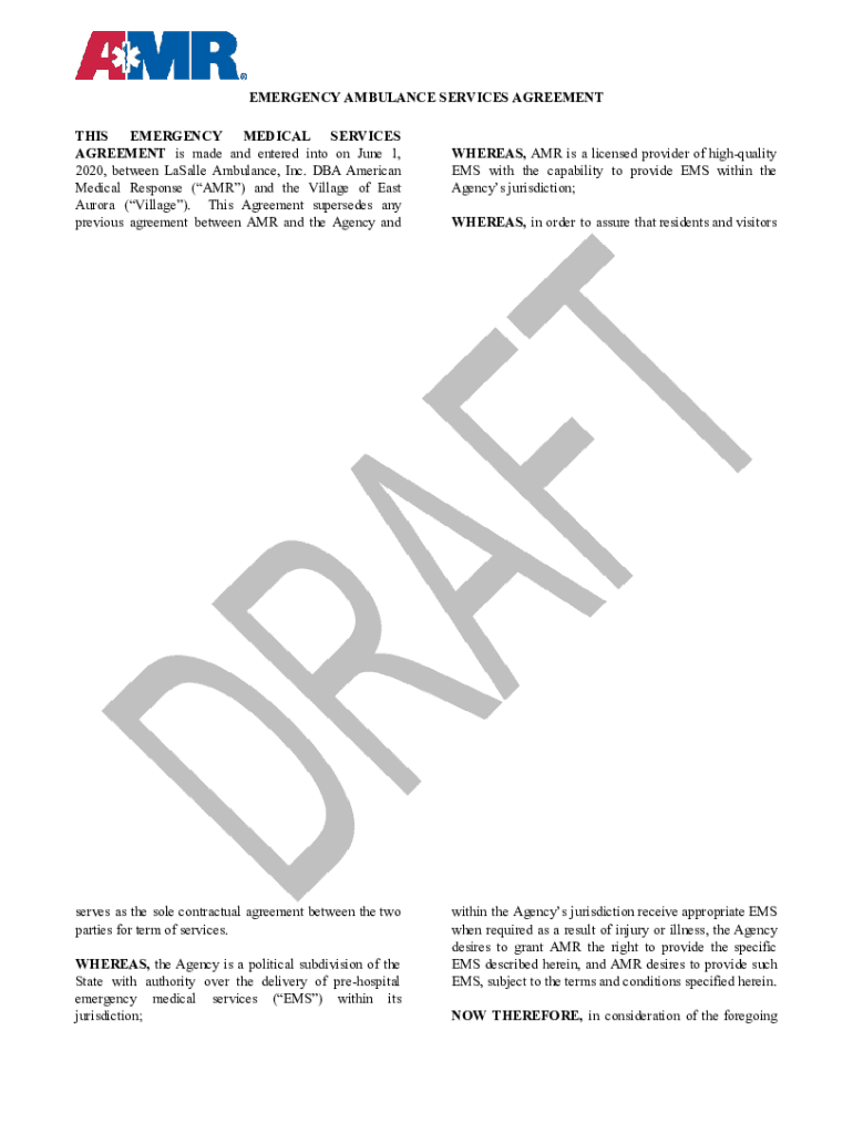 Fillable Online emergency ambulance services agreement Fax Email Print ...