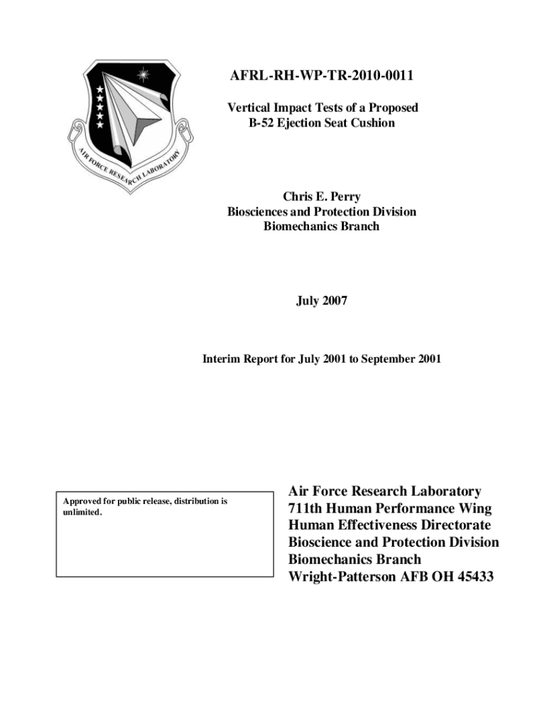 Fillable Online Vertical Impact Tests of a Proposed B-52 Ejection Seat ...