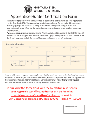 Fillable Online Apprentice Hunter Certification Form Fax Email Print ...