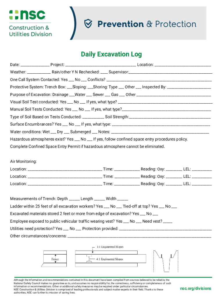 Fillable Online Guide for Daily Inspection of Trenches and Excavations ...