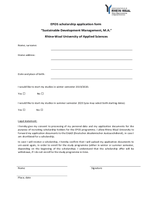 Fillable Online EPOS scholarship application form ... Fax Email Print - pdfFiller