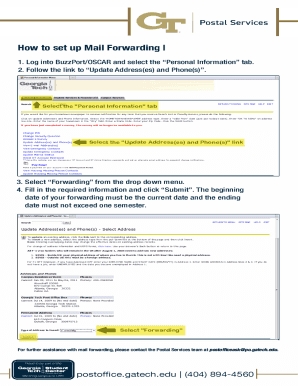 Fillable Online studentcenter gatech How to set up Mail Forwarding I ...