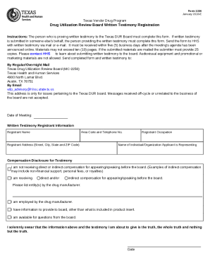 Fillable Online Drug Utilization Review Board Written Testimony ...