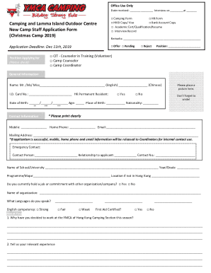Fillable Online Camping Section New Camp Staff Application Form ( ... Fax Email Print - pdfFiller