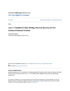 Fillable Online Lost in Translation - Data Mining, National Security and the ... Fax Email Print ...
