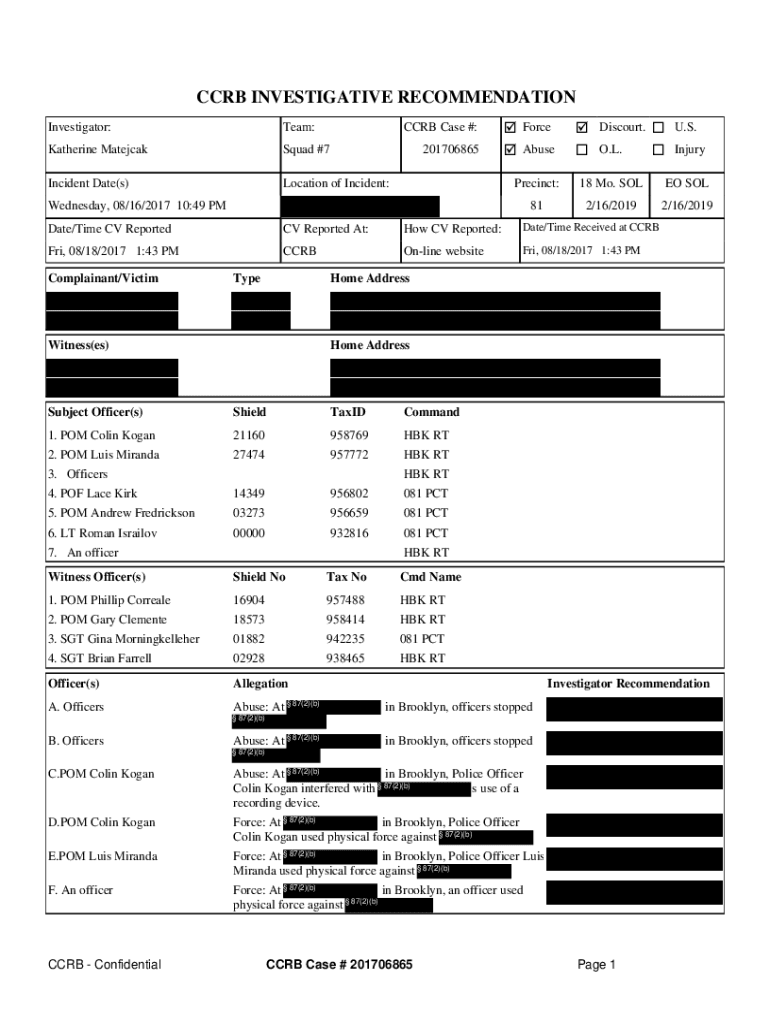 Fillable Online The NYPD Is Withholding Evidence From Investigations ...