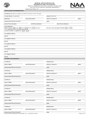 Fillable Online Rental Application for Residents and Occupants Form Fax Email Print - pdfFiller