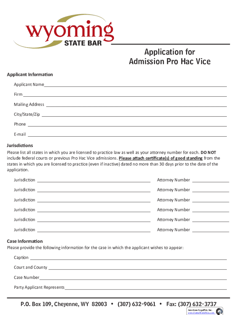 Fillable Online SUPERIOR COURT FORM 40 Admission Pro Hac Vice Form ...