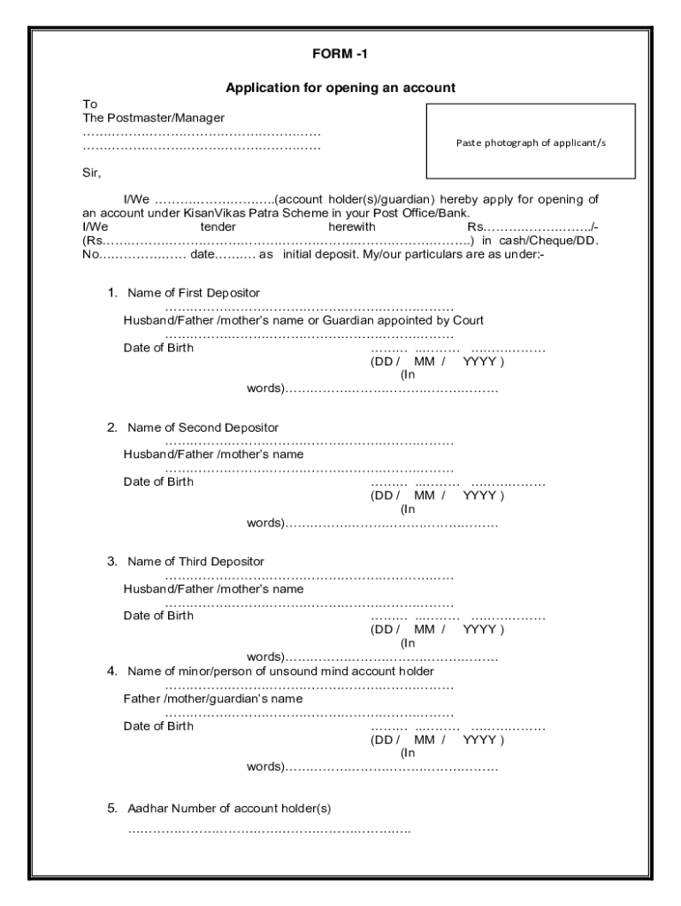 Post Office Savings Bank Application For Opening Of Account - Fill Online, Printable, Fillable ...