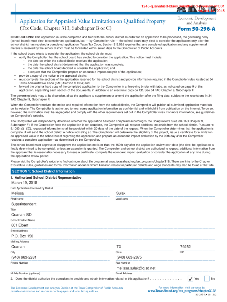 Fillable Online Blue Summit Application 50-296-a (Quanah).pdf Fax Email ...