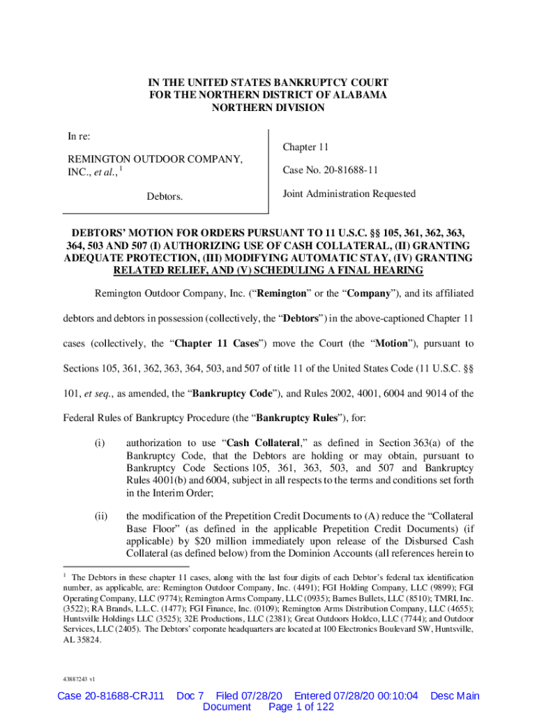 Fillable Online Notice of Lodging of Proposed Bankrutpcy Settlement ...