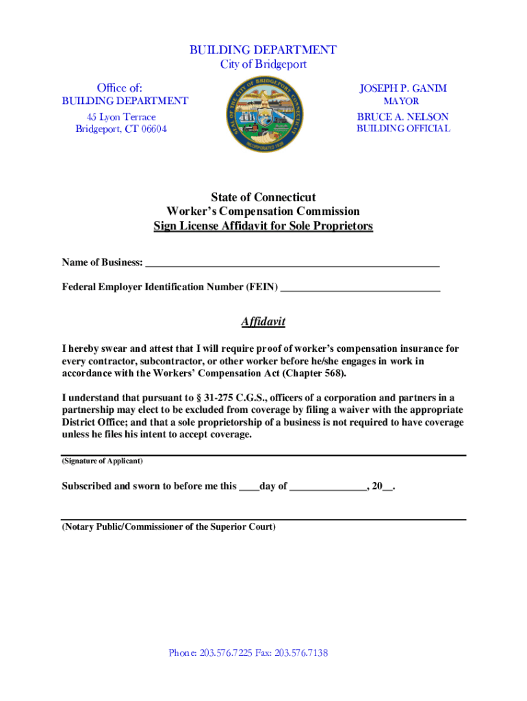 Fillable Online Sign License Affidavit for Sole Proprietors Fax Email ...