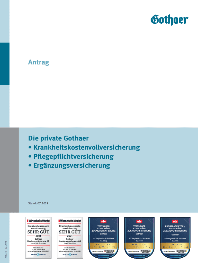 Ausfüllbar Online Antrag Die private Gothaer Fax Email Drucken - pdfFiller
