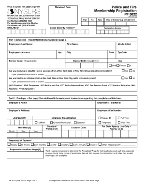 Fillable Online Police and Fire Membership Registration (PF5022). For ...