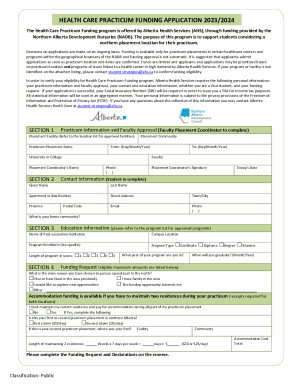 Fillable Online Health Care Practicum Funding Application. Form to ...