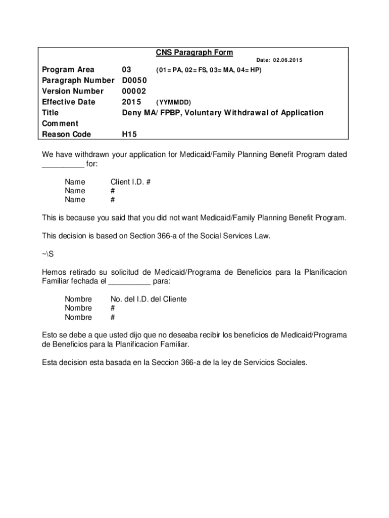 Fillable Online Deny MA/FPBP, Voluntary Withdrawal of Application ...
