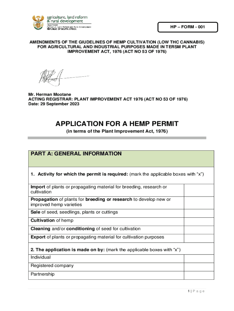 Fillable Online APPLICATION FOR A HEMP PERMIT Fax Email Print - pdfFiller
