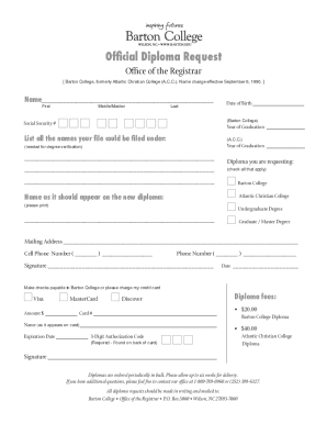 Fillable Online Request a Duplicate Diploma Fax Email Print - pdfFiller