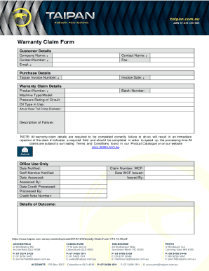Fillable Online Warranty Claim Request Form Fax Email Print - pdfFiller
