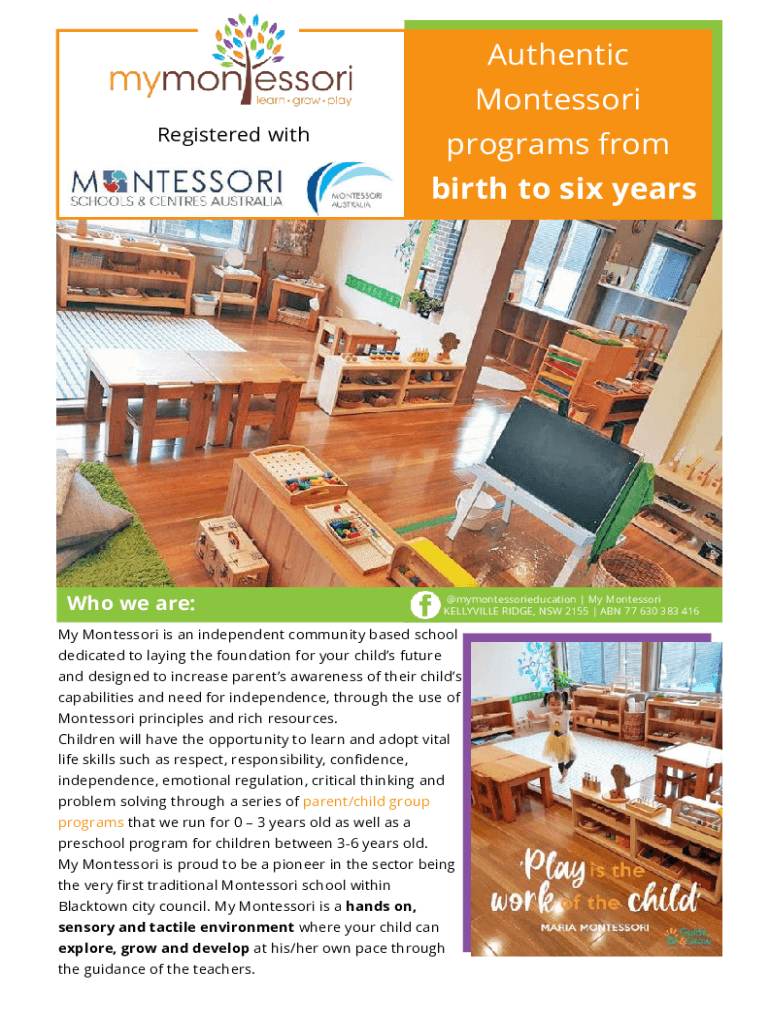 Fillable Online montessori org (New) My Montessori Info Pack ...