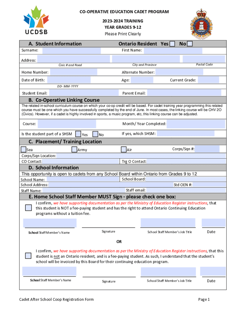 Fillable Online 2023-2024-After-School-Cadet-Co-Op-Fillable ...