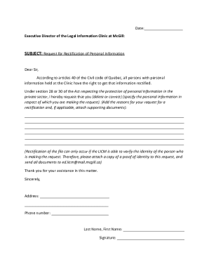 Fillable Online Rectification Request Form (Personal information ...