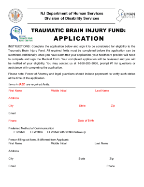 Fillable Online Traumatic Brain Injury Fund Application Fax Email Print ...